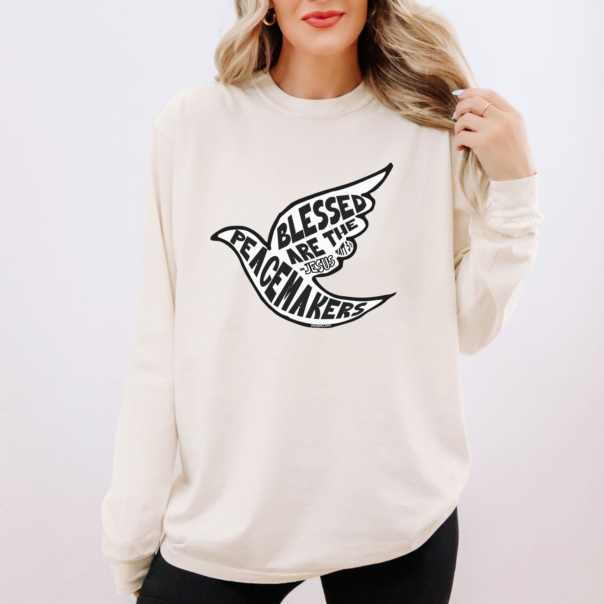 'Blessed are the Peacemakers' Jesus Quote Shirt - Unisex Adult Long Sl ...